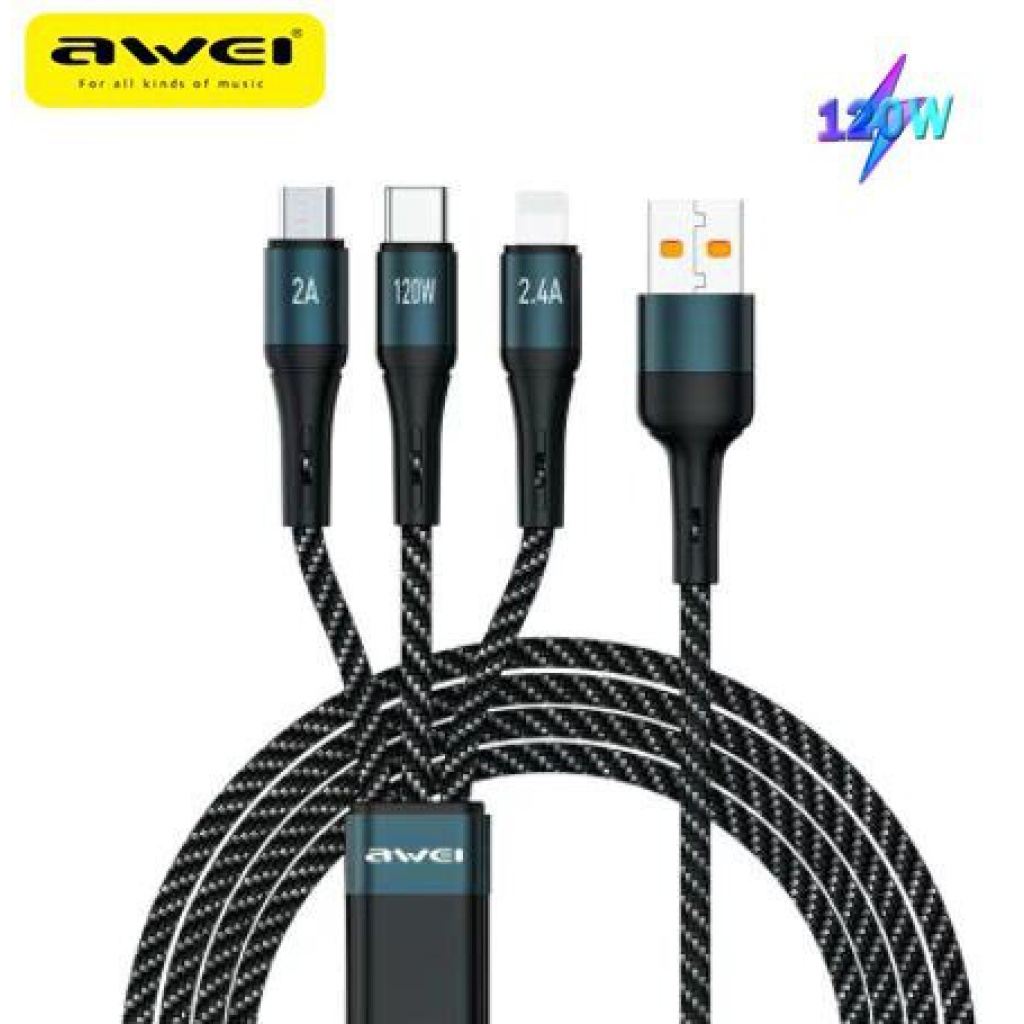AWEI CL-972 120W 三合一快充數據線1.2m - PickyEgg 尖尖蛋 : 香港創意數碼家品產品